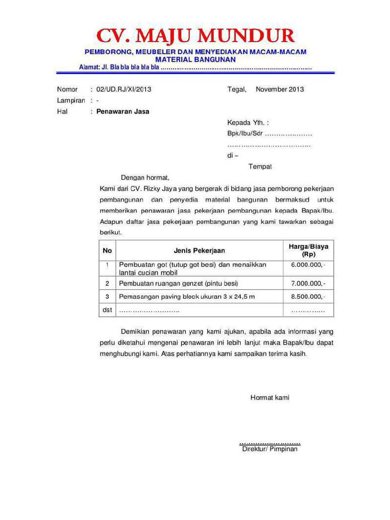 Contoh Surat Penawaran Elektronik - Gawe CV | PDF Contoh Surat Penawaran Elektronik - Gawe CV | PDF
