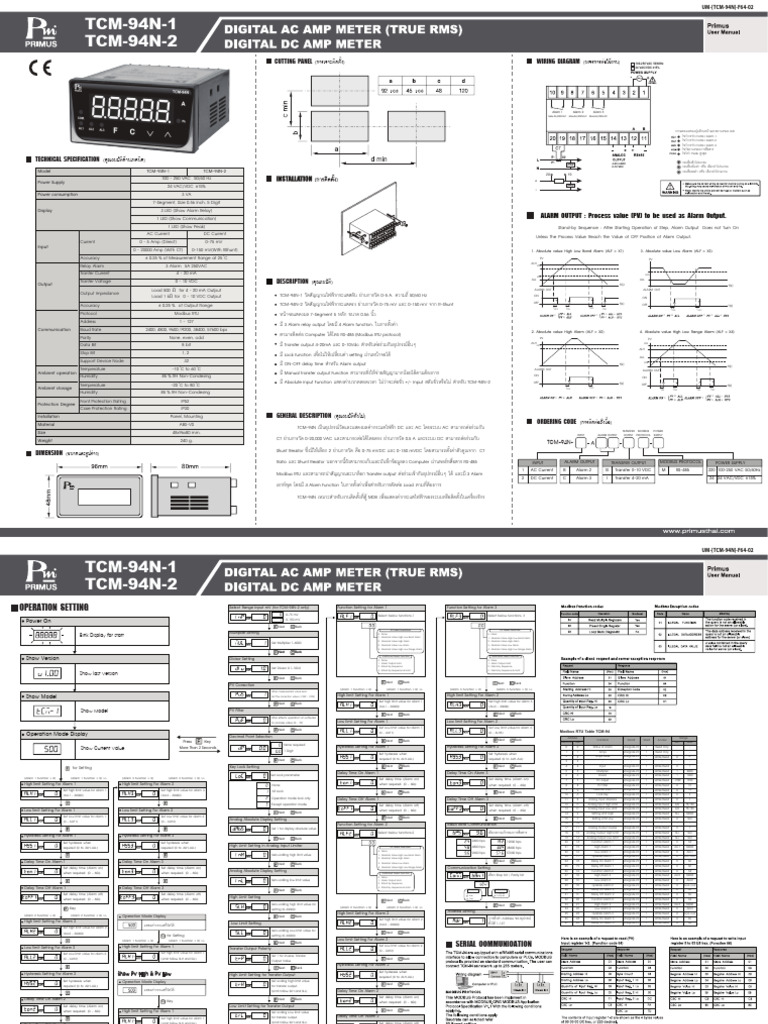 TCM-94N-1 TCM-94N-2: Cutting Panel Wiring Diagram | PDF