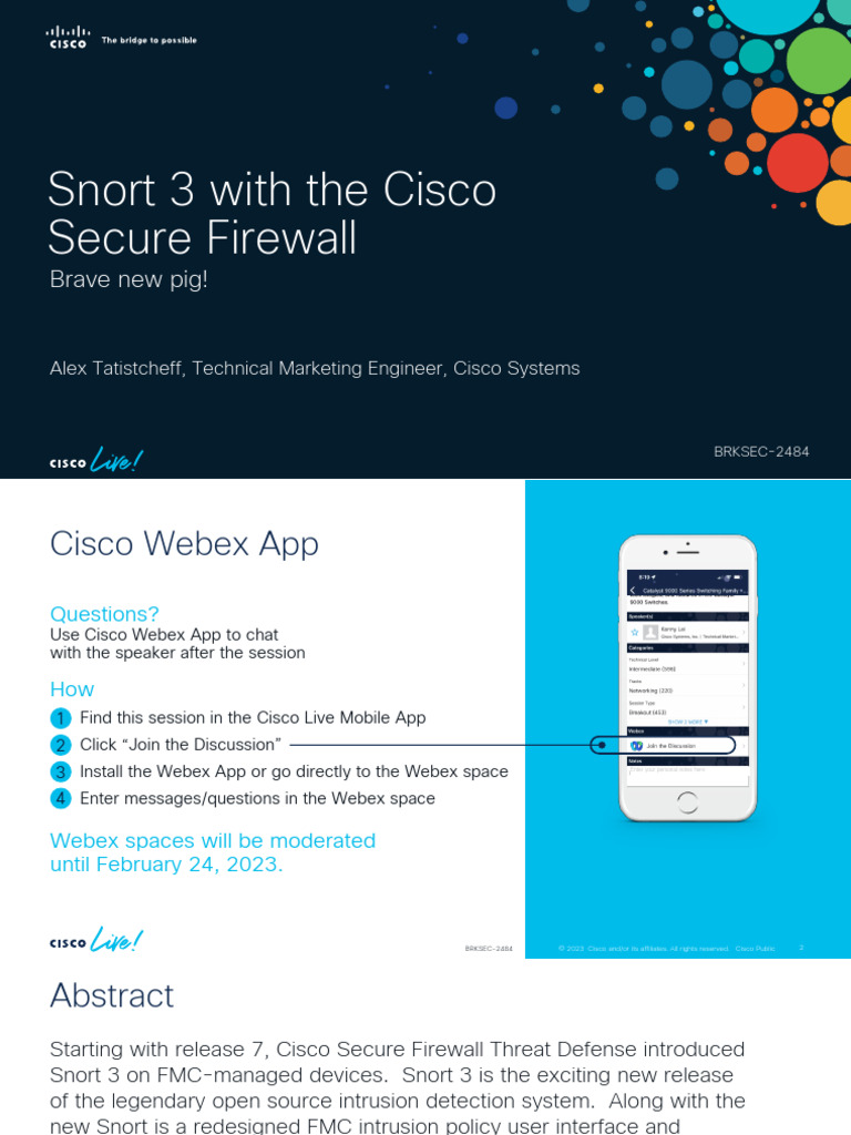 BRKSEC-2484 Snort 3 With The Cisco Secure Firewall - 2023 | PDF | Firewall (Computing ...