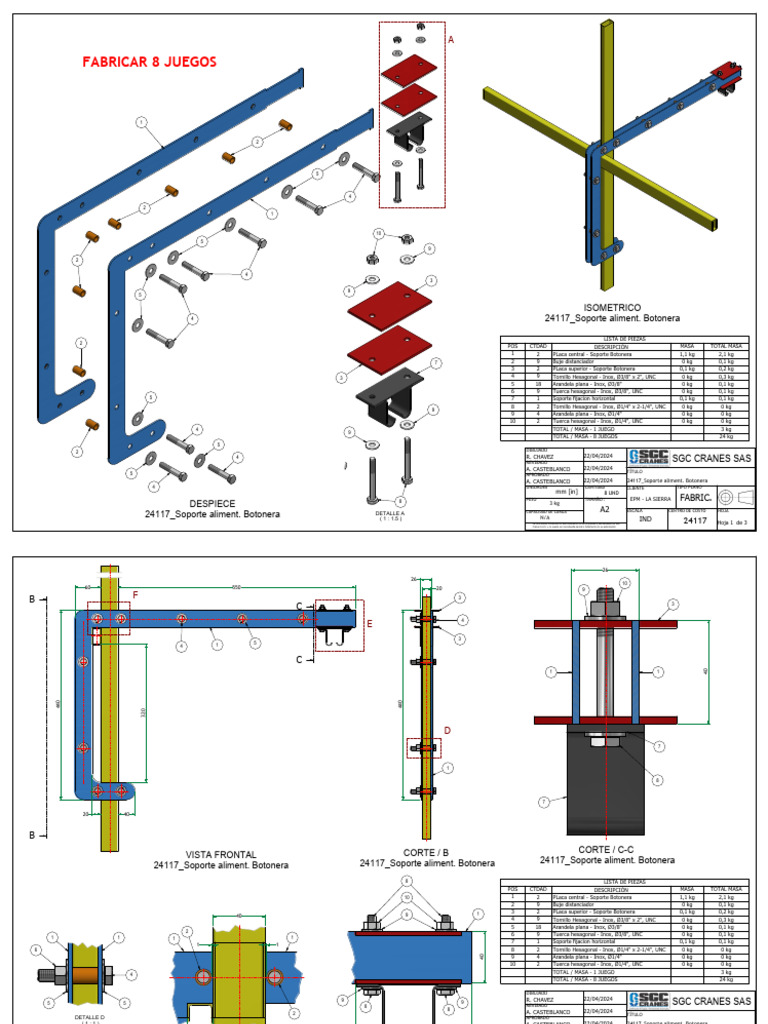 Plano Fabricacion - Soporte Aliment. Botonera | PDF | Acero | Sector ...