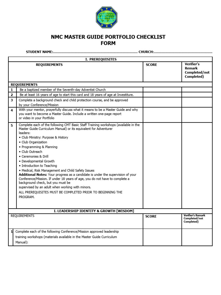 Master Guide Portfolio Checklist 2025 | PDF | Jesus | Seventh Day ...
