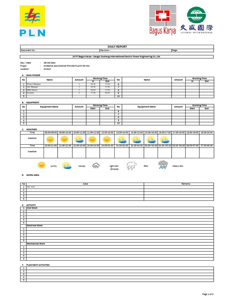 Ambon2 Power Plant Daily Report | PDF | Power (Physics) | Electric Power