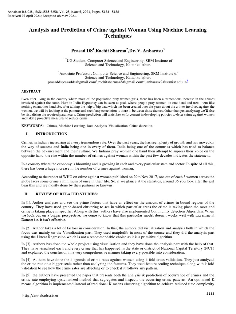 Analysis and Prediction of Crime Against Woman Using Machine Learning ...