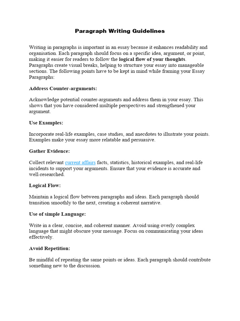 Essay Paragraph Writing Tips | PDF | Career & Growth