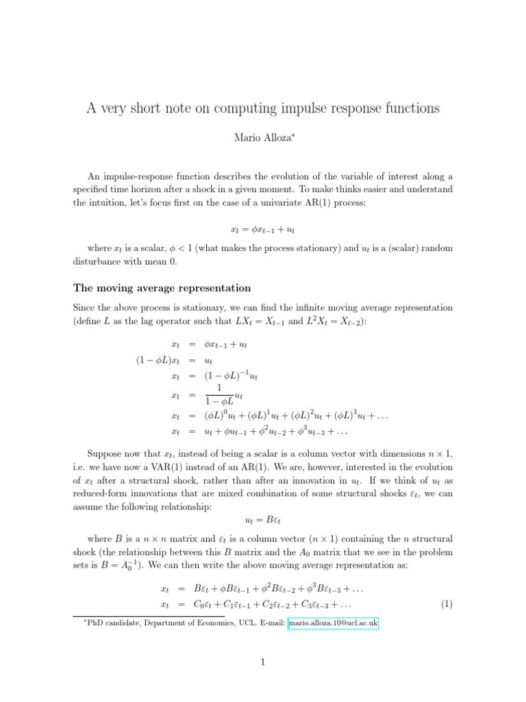 Background Impulse Response F | PDF | Autoregressive Model | Mathematics