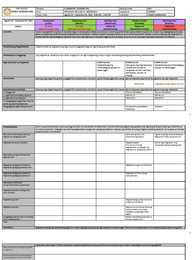 FIL10 DLL Week 1 | PDF