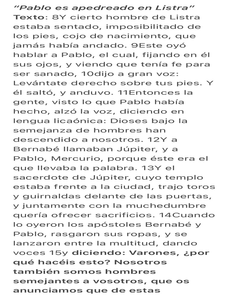 Pablo Es Apedreado en Listra | PDF | Pablo el apóstol | Bernabé