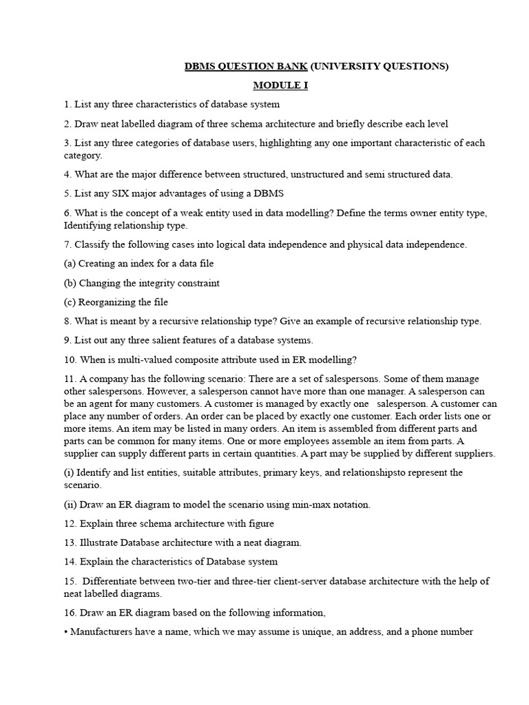 DBMS University Questions | Download Free PDF | Relational Model | Relational Database