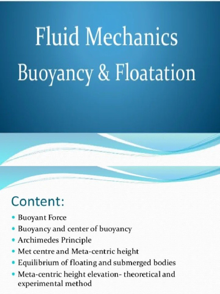 Buoyancy and Floatation | PDF