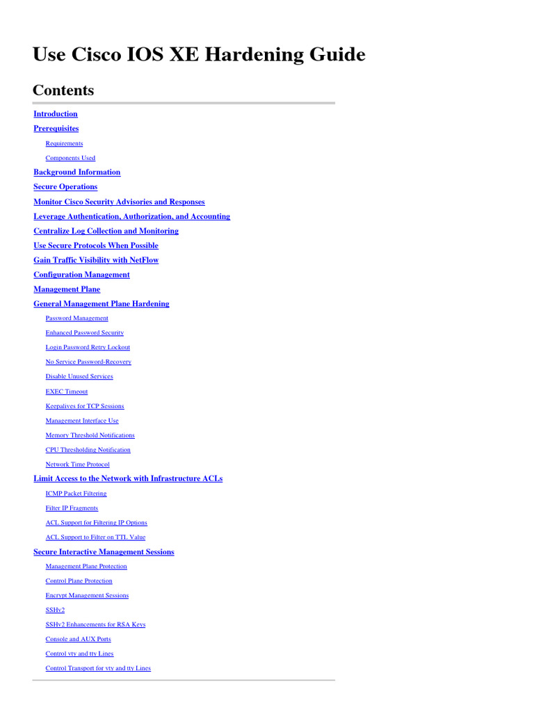 Cisco Ios Xe Hardening Guide Last Updated 28 Feb 2023 Pdf Secure Shell Internet Protocols