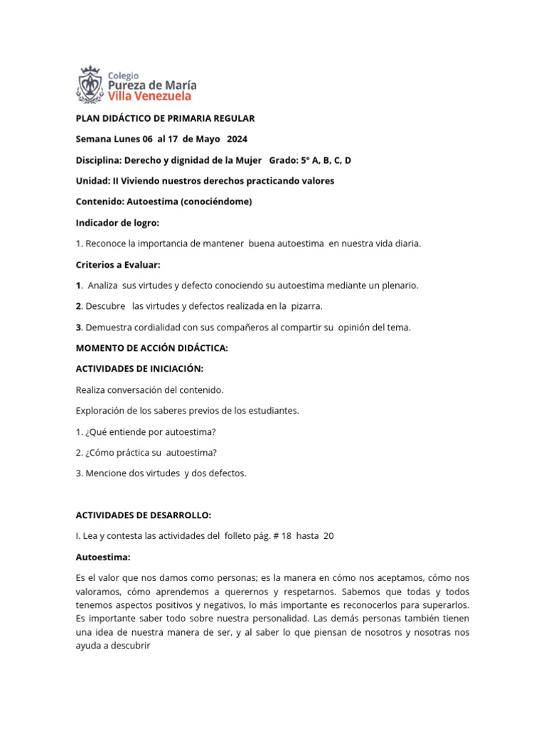 16 Plan de DDM | PDF | Relaciones personales, crianza y desarrollo personal