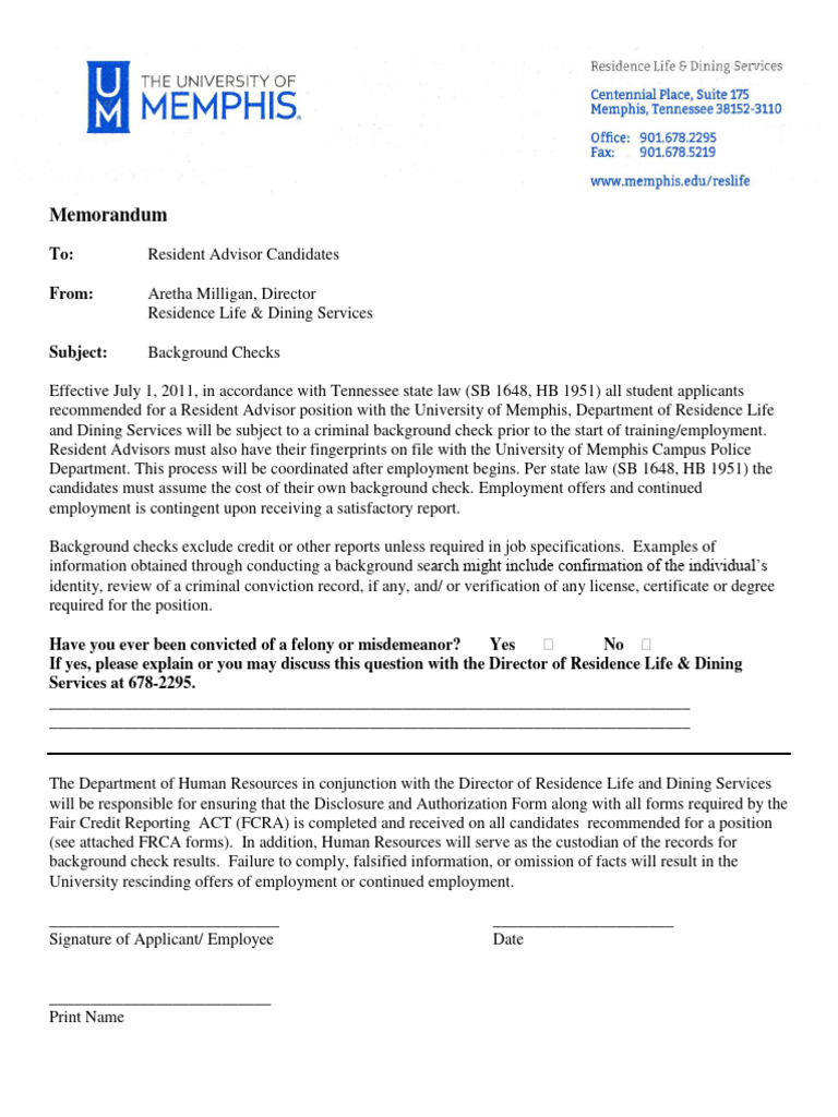 Ra Background Check Form Webs 18 | PDF | Background Check | Credit History
