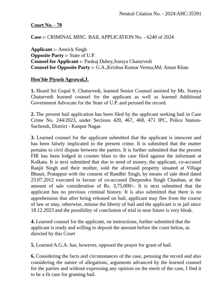 Bail A 6240 2024 PDF Bail Criminal Law
