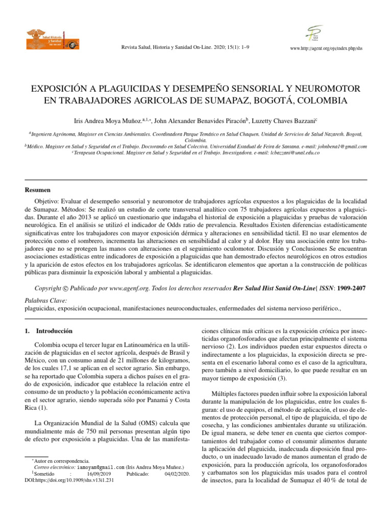 Articulo 1 | PDF | Pesticida | Dolor