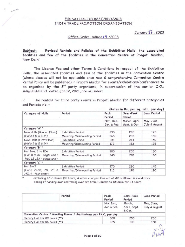 ITPO BDD - Revised Rentals and Electricity & Water Circulars | PDF | Economies