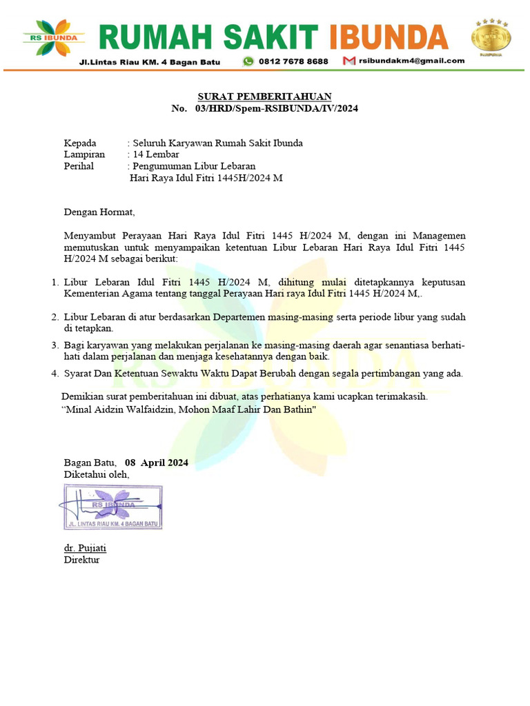 Surat Pemberitahuan 2024 | PDF