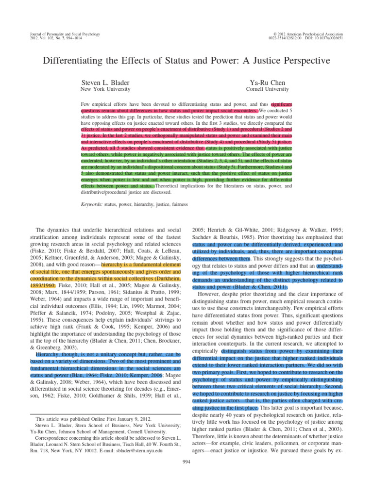 Differentiating the Effects of Status and Power_A Justice Perspective ...