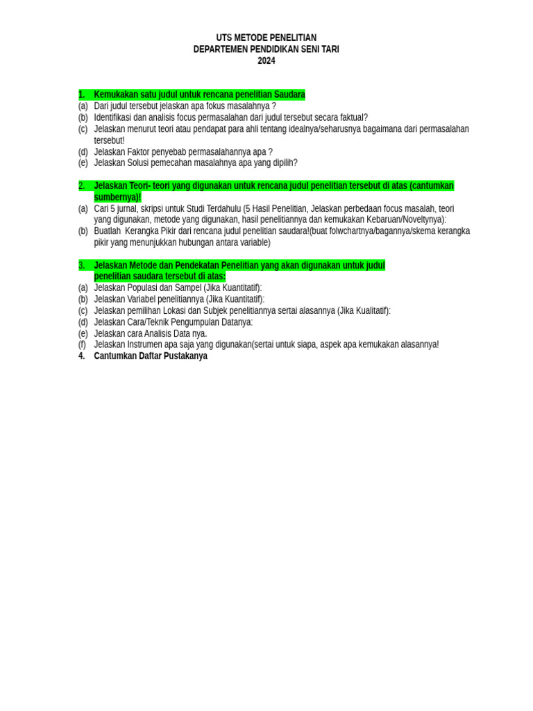 UTS Metode Penelitian 2024 | PDF | Karier & Perkembangan