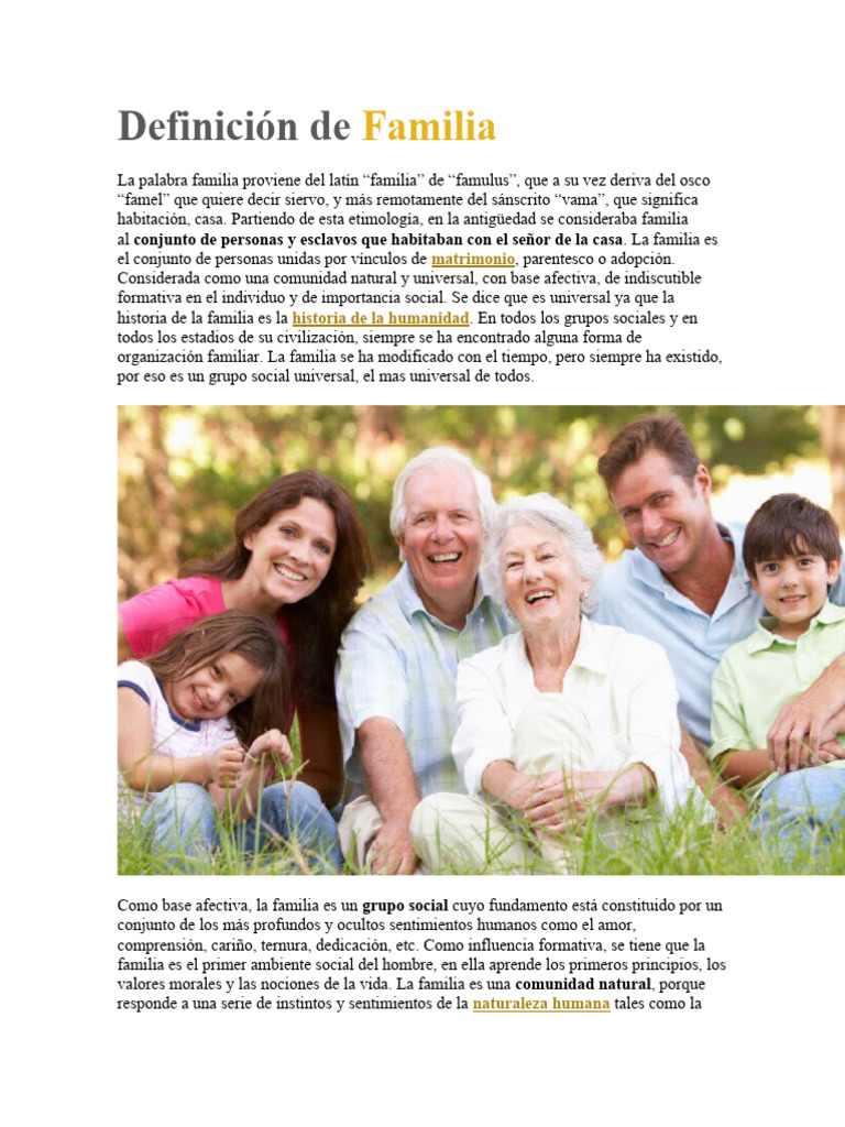 Definición de FAMILIA | Descargar gratis PDF | Familia | Psicología Social