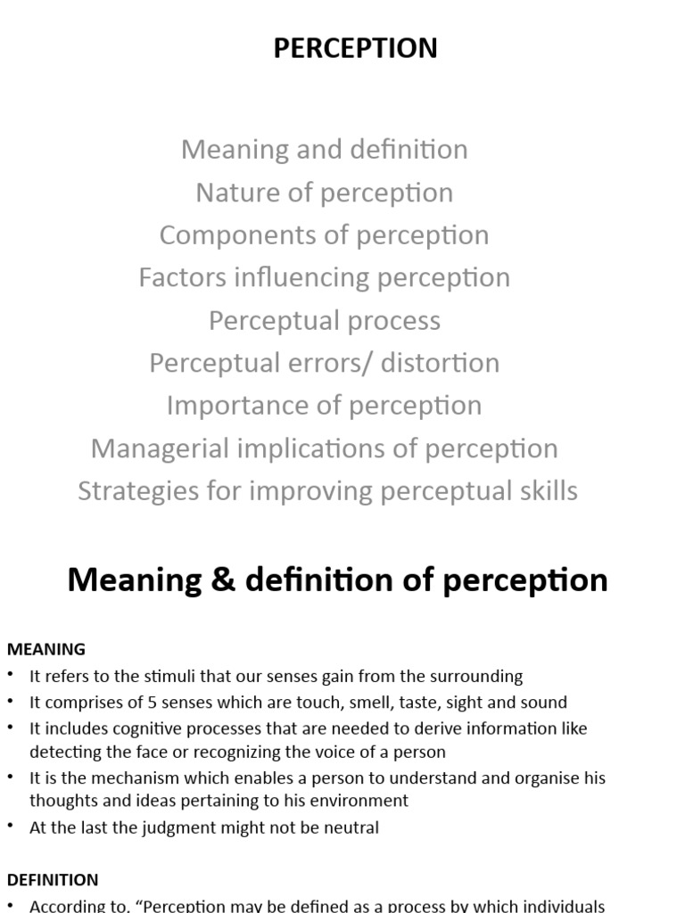 Unit 2 Perception | PDF | Perception | Senses