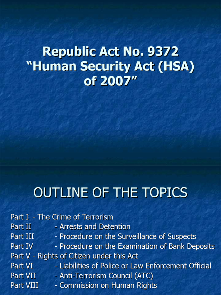 Human Security Act | PDF | Detention (Imprisonment) | Arrest