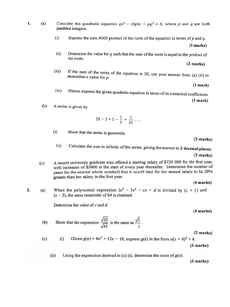 Add Math Paper Questions | PDF