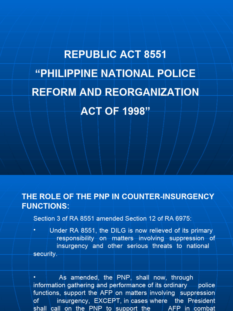 Republic Act 8551 | PDF | Police | Crimes