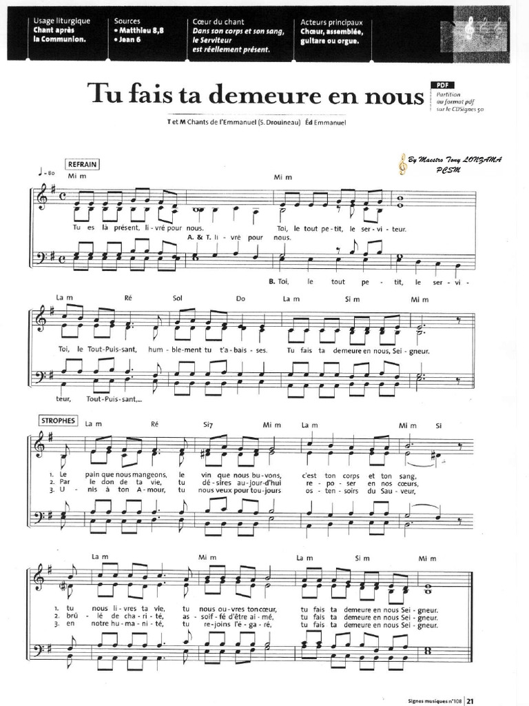 Tu Fais Ta Demeure en Nous - Compressed | PDF