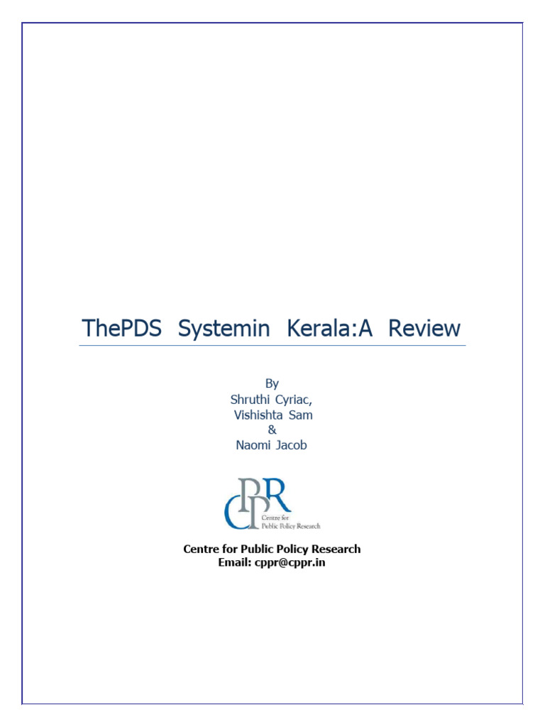 The PDS System in Kerala A Review | PDF | Economies
