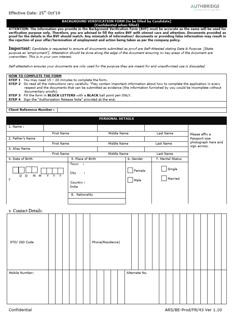 BGV Consent Form Resh | PDF | Authentication | Identity Document