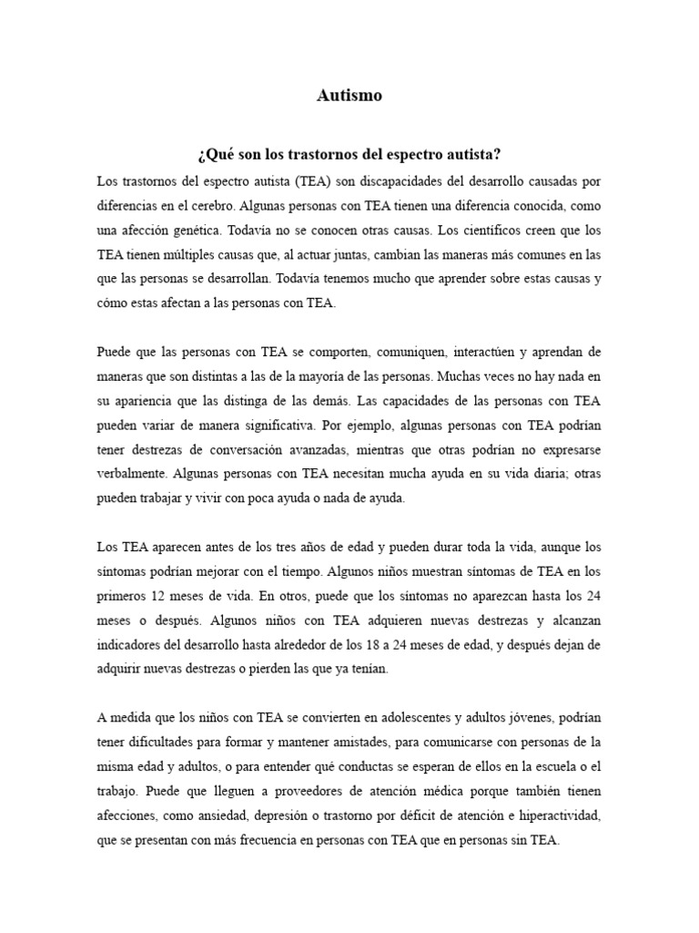 Espectro Autista. Tea | PDF | Espectro autista | Síndrome de Asperger