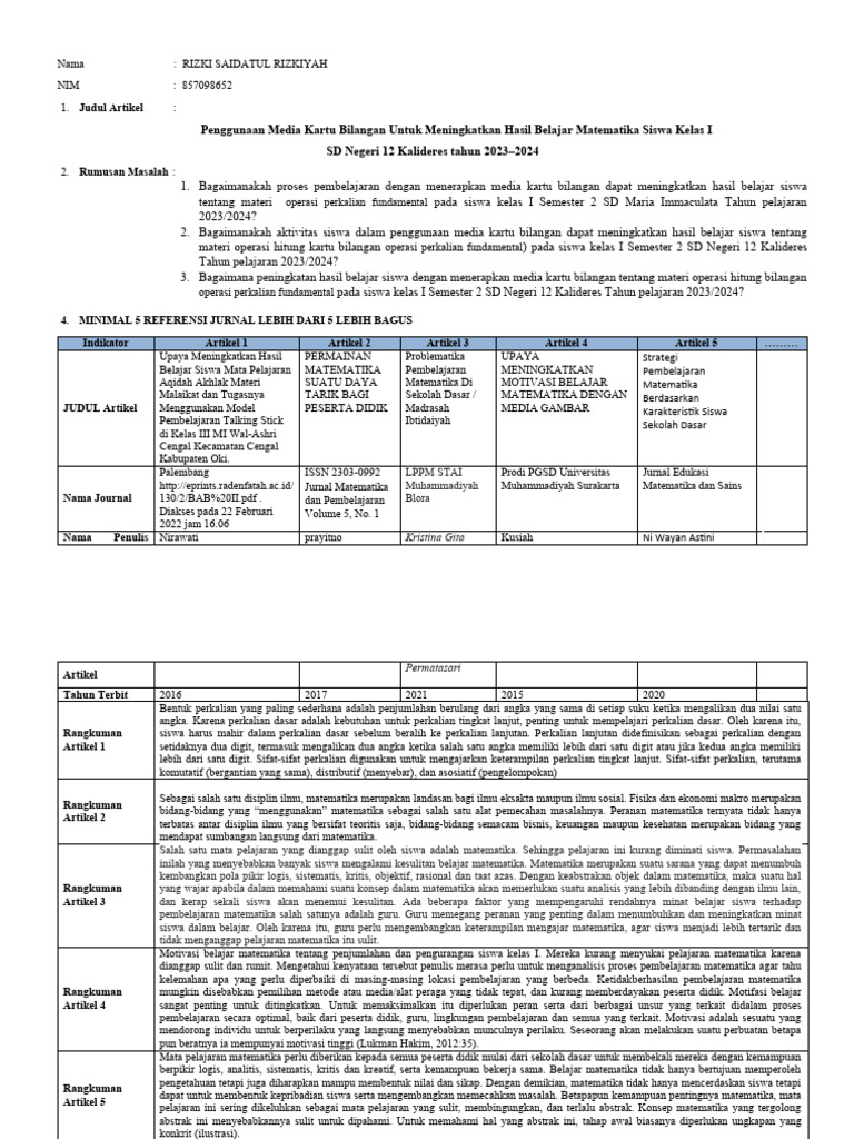 Tugas 1 - Rizki Saidatul Rizkiyah - 857098652 | PDF