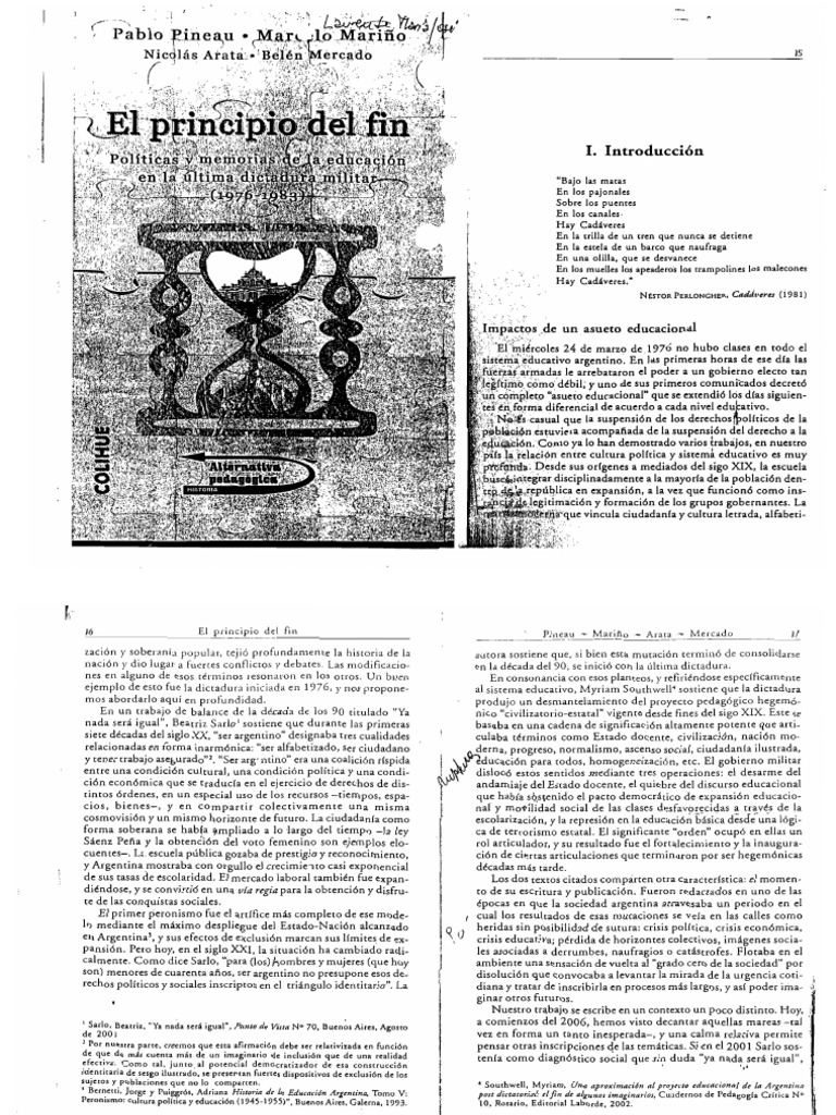 Pineau, P. y Otros. El Principio Del Fin | PDF