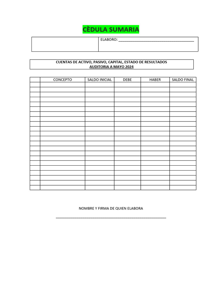 Cedula Sumaria y de Observaciones | PDF