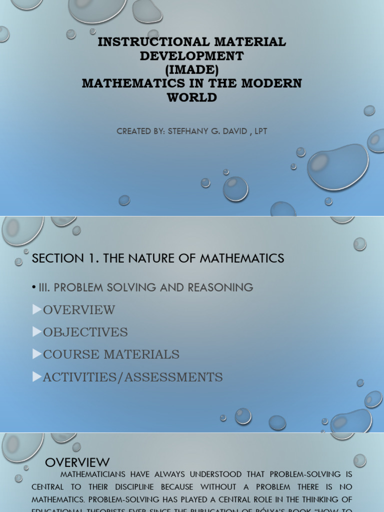 MNW Module 3 Problem Solving and Reasoning | PDF | Reason | Mathematics
