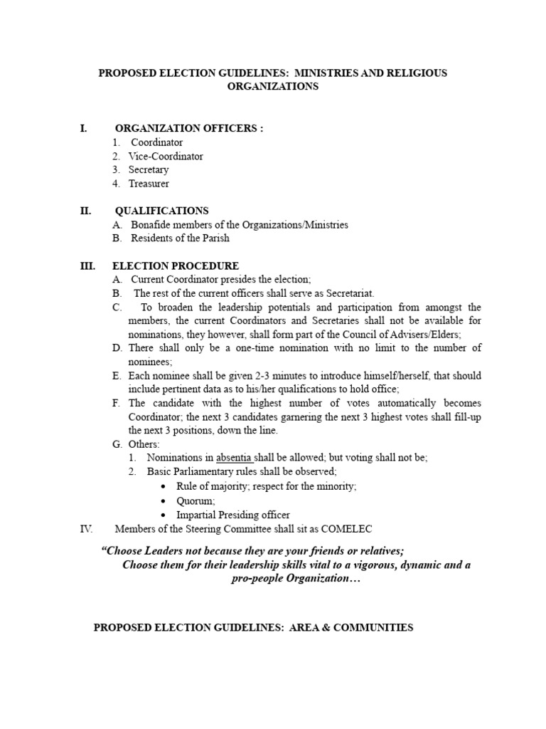 Proposed Election Guidelines | PDF | Government | Elections