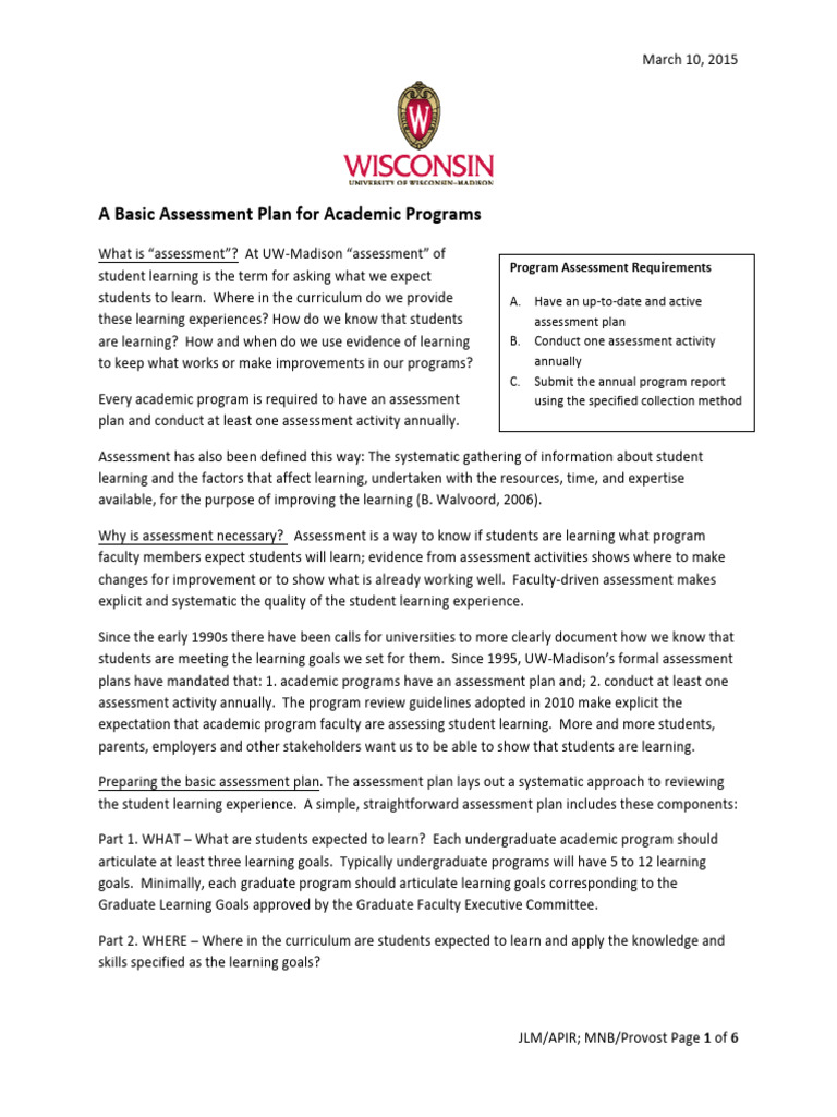 BasicAssessmentPlan Final 031215 | Download Free PDF | Curriculum ...