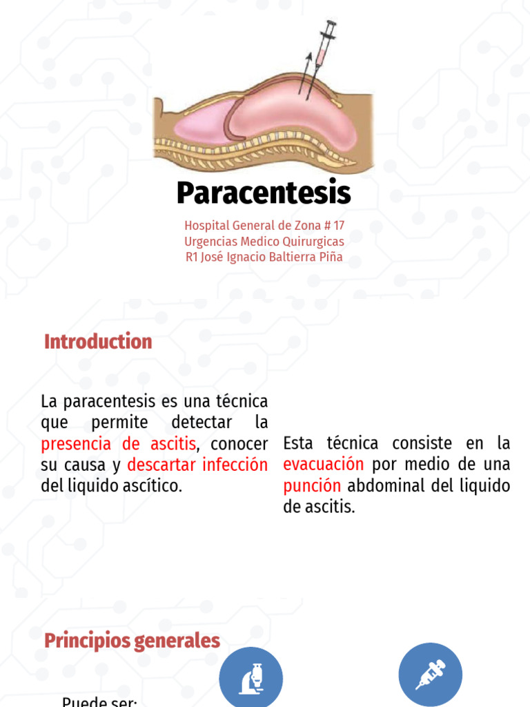 Guía de Paracentesis: Procedimiento y Análisis | PDF | Enfermedades y ...