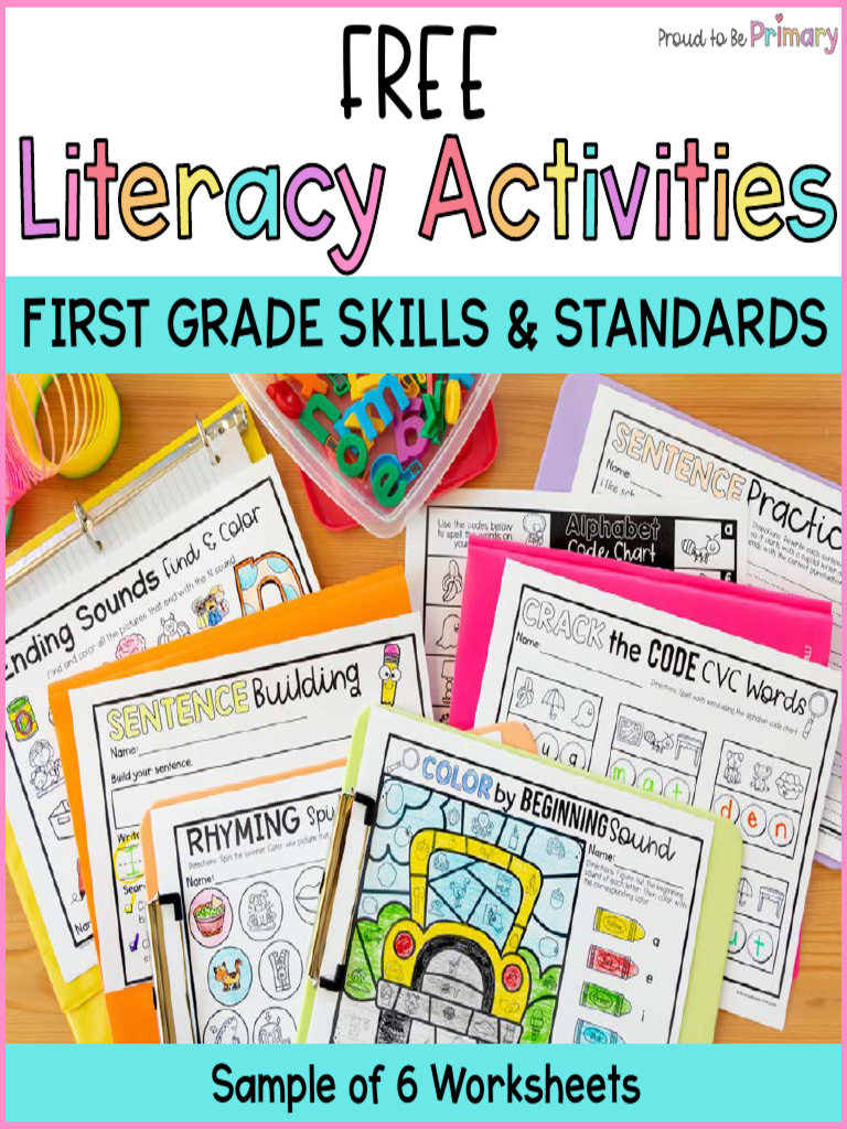 First Grade Literacy Worksheets Bundle | PDF | Word | Vowel