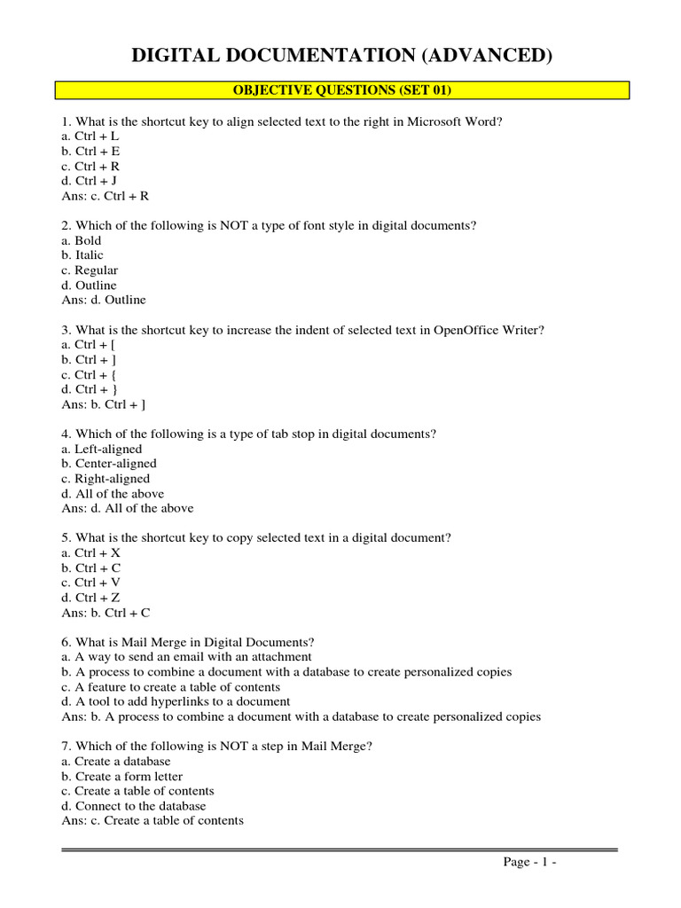 Digital Documentation Advanced Important Questions Answers | PDF | Microsoft Word | Page Layout