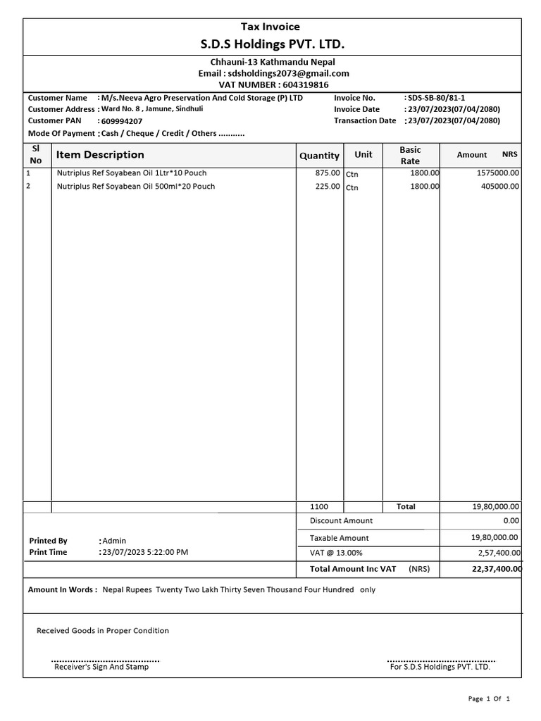 1 | PDF | Value Added Tax | Invoice