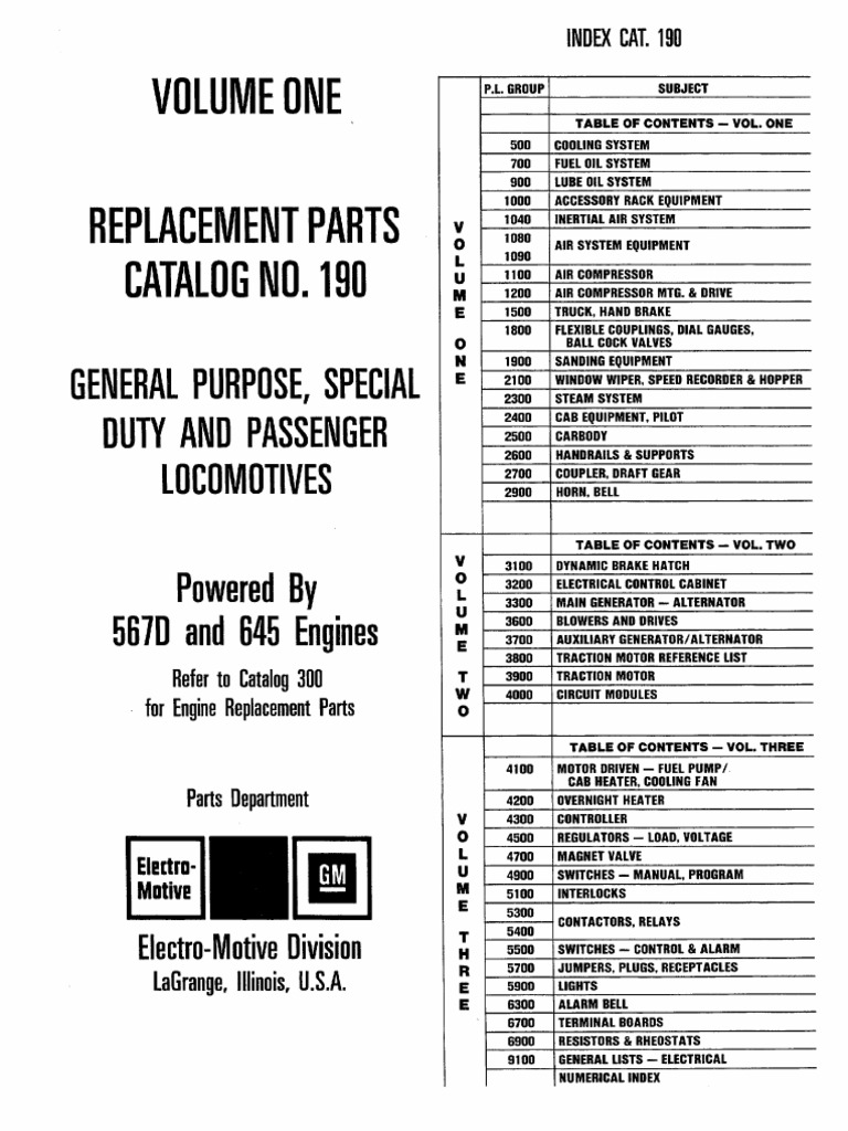 General Motors Locomotive Parts Catalog | PDF | Engines | Electric ...