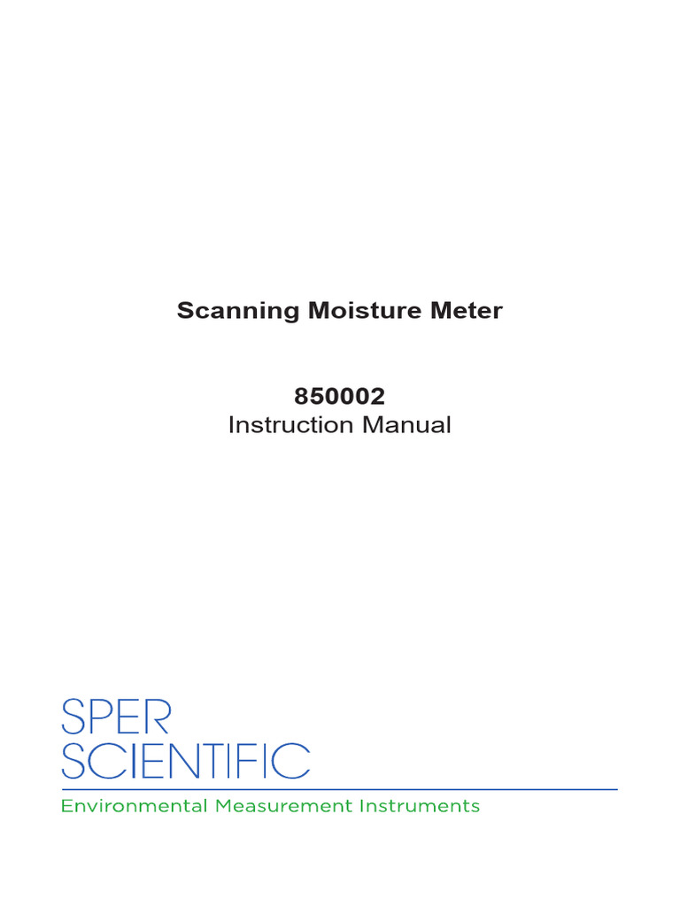 Scanning Moisture Meter 850002: Instruction Manual | PDF | Liquid ...