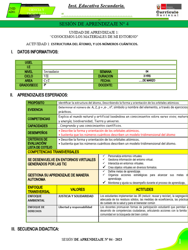 D3º Ses Act 4-Cyt-U1 | PDF | Maestros | Aprendizaje