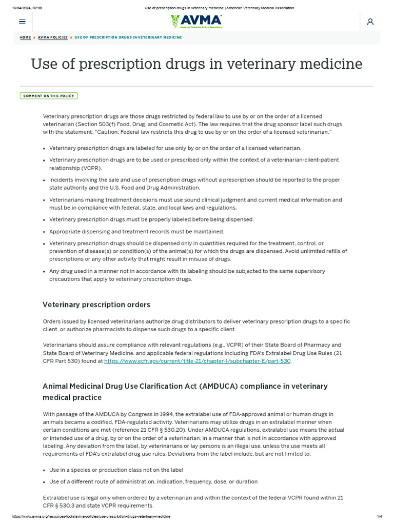 Veterinary Prescription Drug Guidelines | PDF | Medical Prescription ...