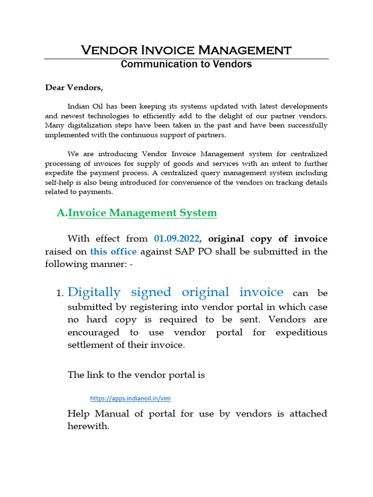 Vendor Invoice Management: Digitally Signed Original Invoice | PDF ...
