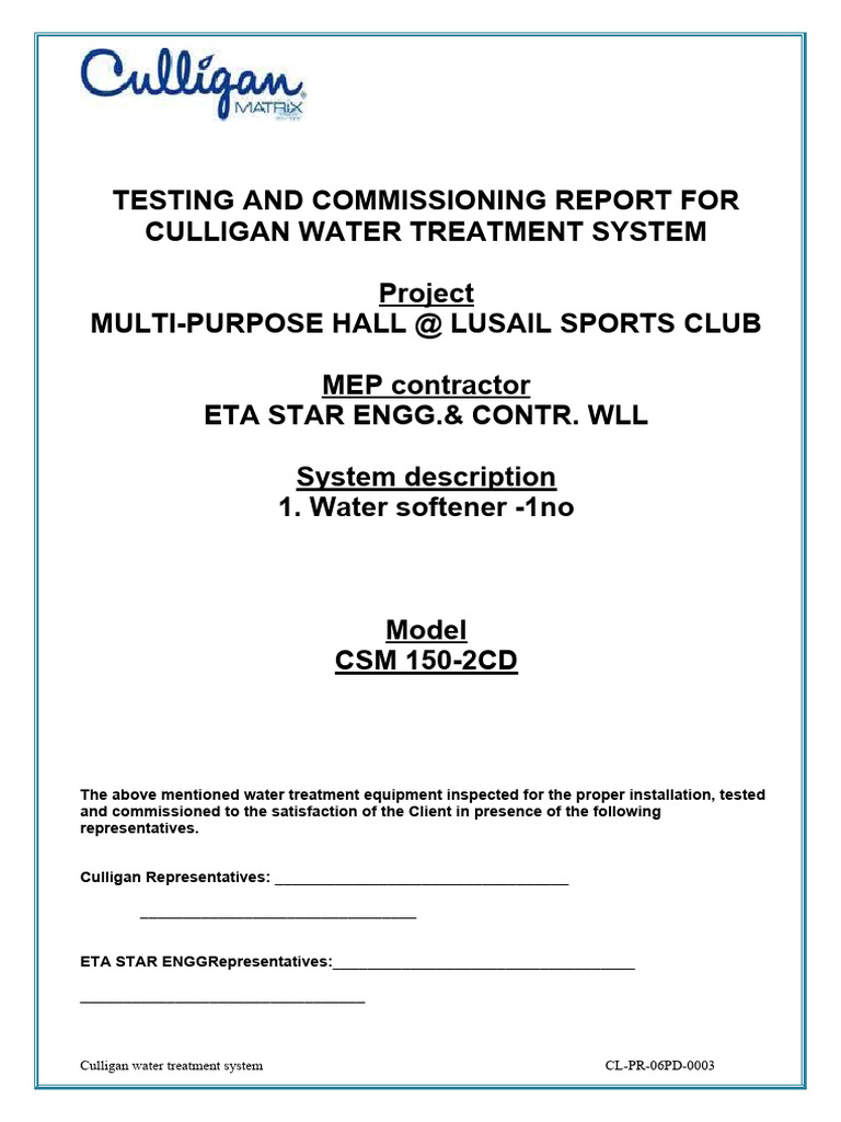 LMPH-WATER SOFTENER-TEST REPORT | PDF