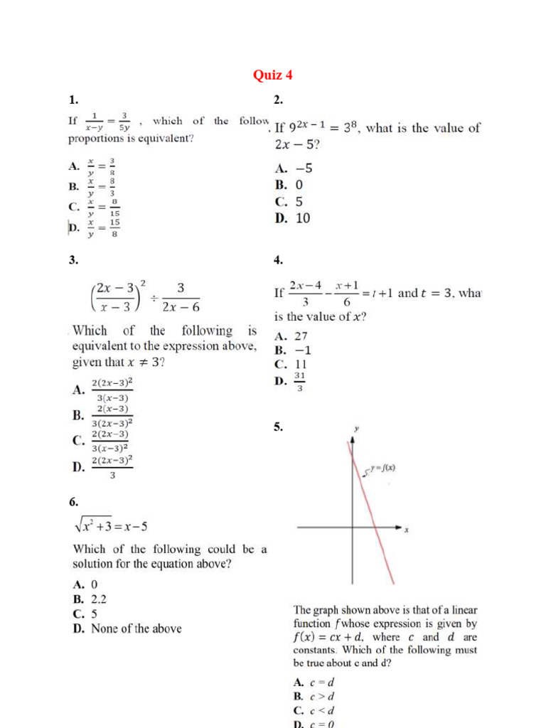 QUIZ 3 (Practice Est/ Sat Questions) | PDF