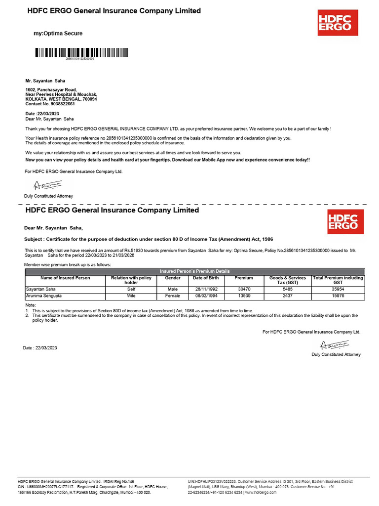 HDFC Optima Secure Health Card | Download Free PDF | Insurance ...