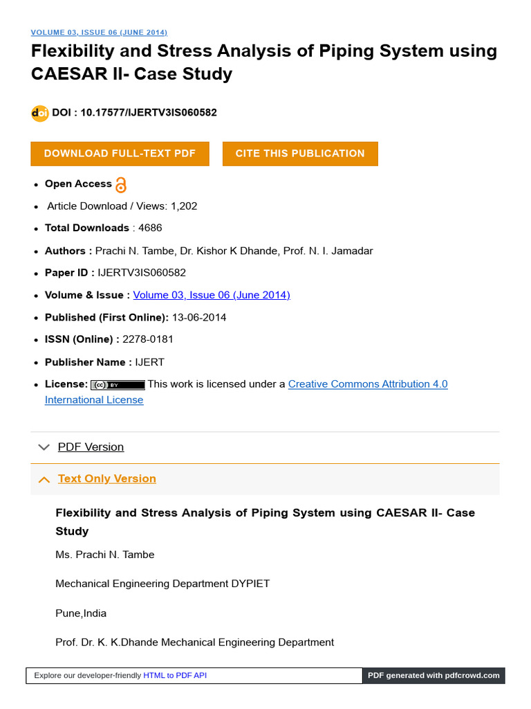 www_ijert_org_flexibility_and_stress_analysis_of_piping_syst | PDF | Pipe (Fluid Conveyance ...